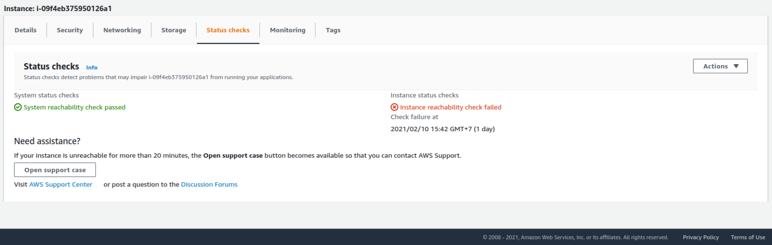 Troubleshooting System and Instance Status Checks Failed | VTI CLOUD